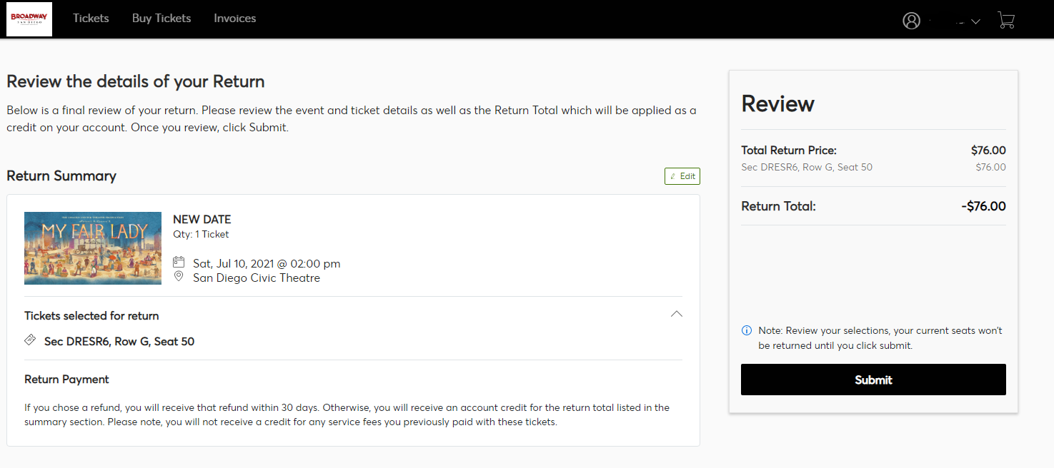 Review the details of your RETURN . When ready, click Submit